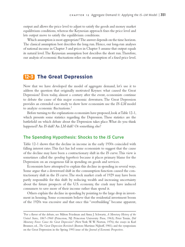 The Great Depression is-LM Model | PDF | Great Depression | Recession