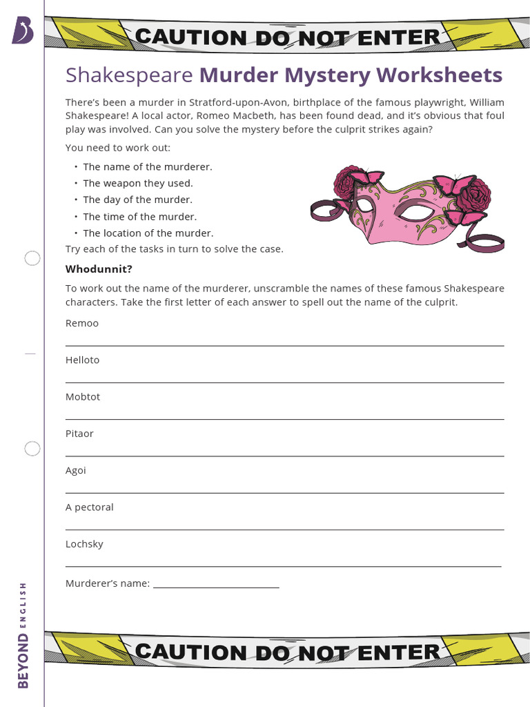 Murder Mystery Worksheet - Whodunnit | PDF | Classics