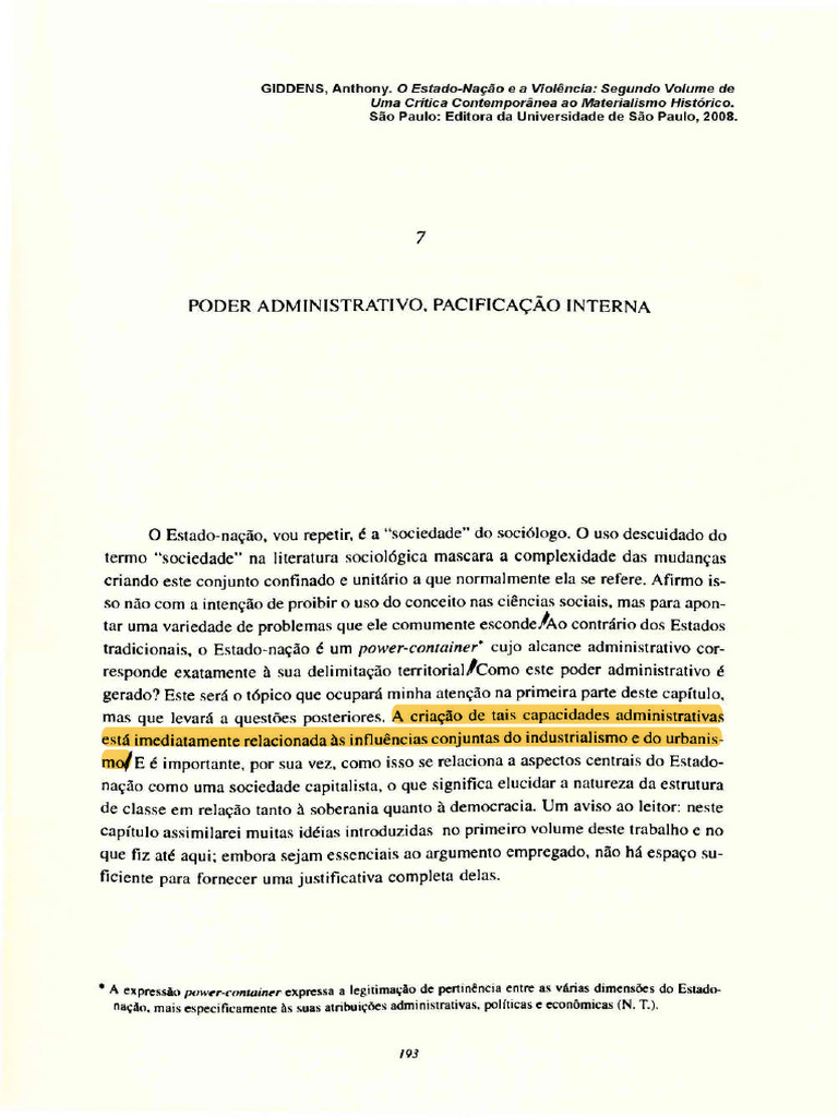 Giddens - Cap7 Compressed | PDF | Estado | Sociologia