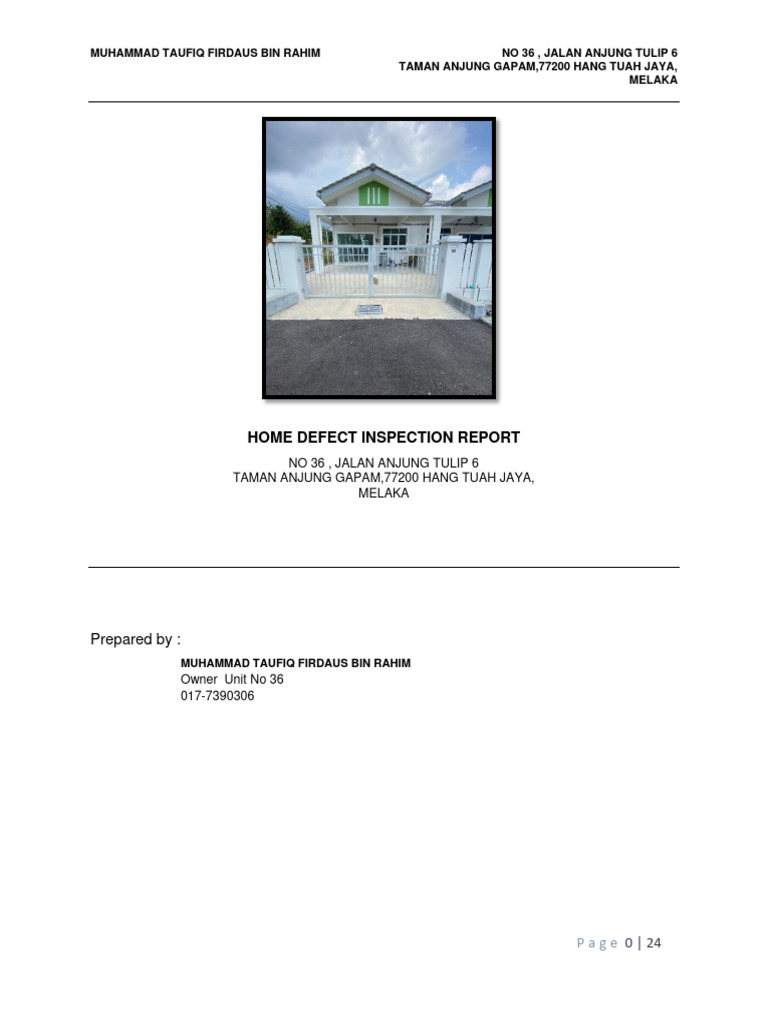 Home Defect Inspection Report Unit 36 | PDF
