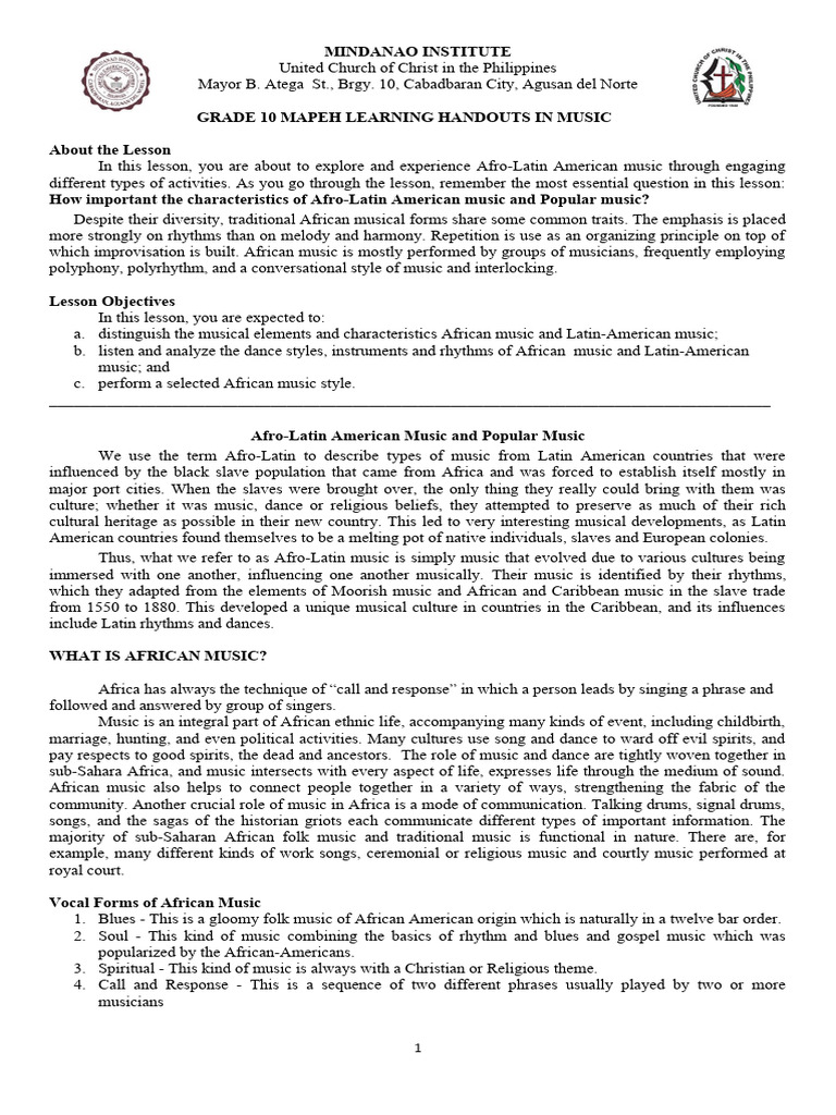 Q1 Learning Module 2 Mapeh 10 | PDF | Dances | Musicology