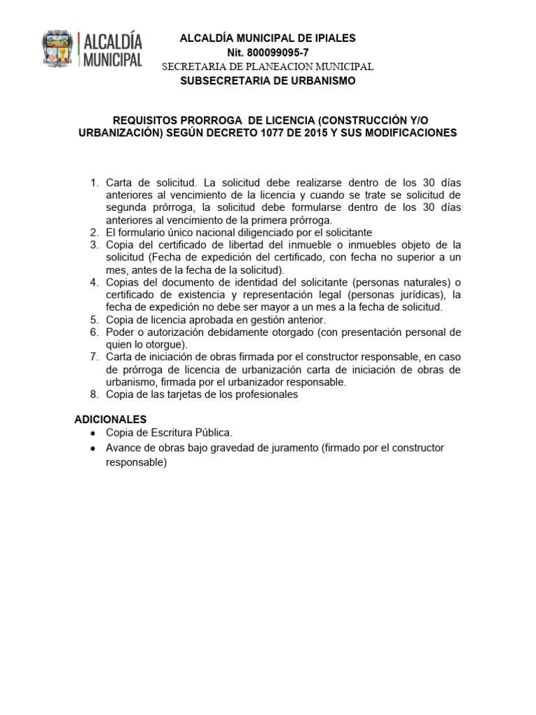 Prorroga de Licencia de Construccion Y-O Urbanizacion | PDF