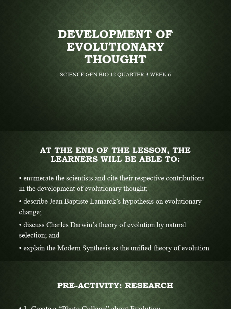 Development of Evolutionary GEN BIO 12 QUARTER 3 WEEK 6 | PDF ...