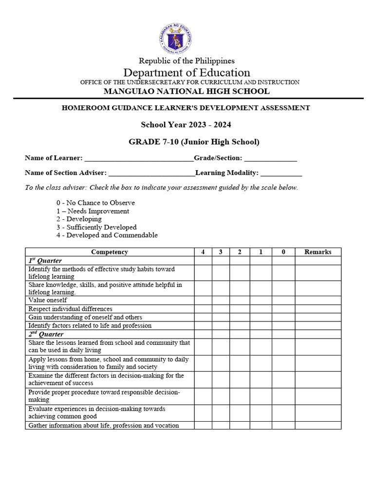 HG Assessment Jhs | Download Free PDF | Learning | Educational Assessment