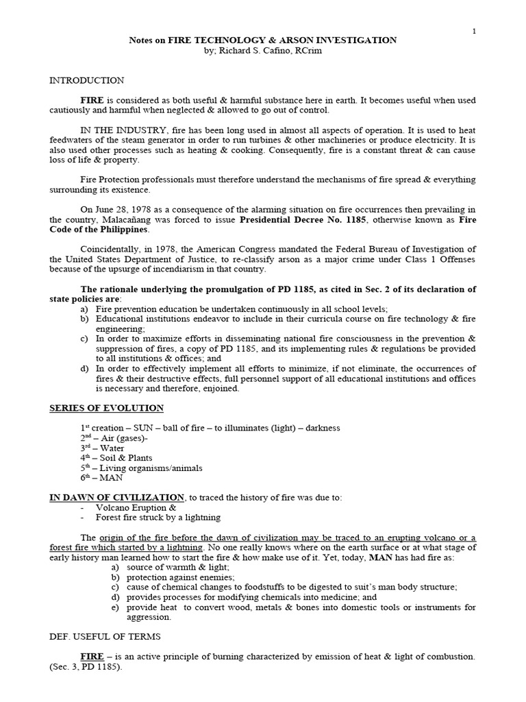 Notes On Fire Technology | Download Free PDF | Combustion | Fires