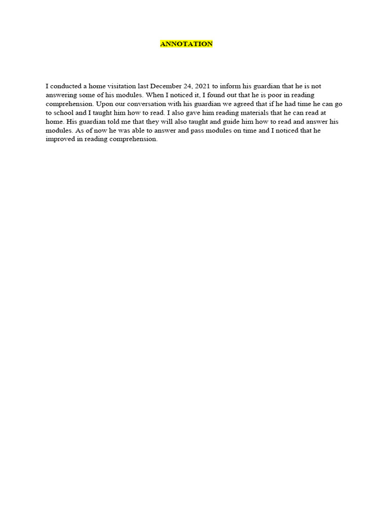 Annotation Home Vist | PDF
