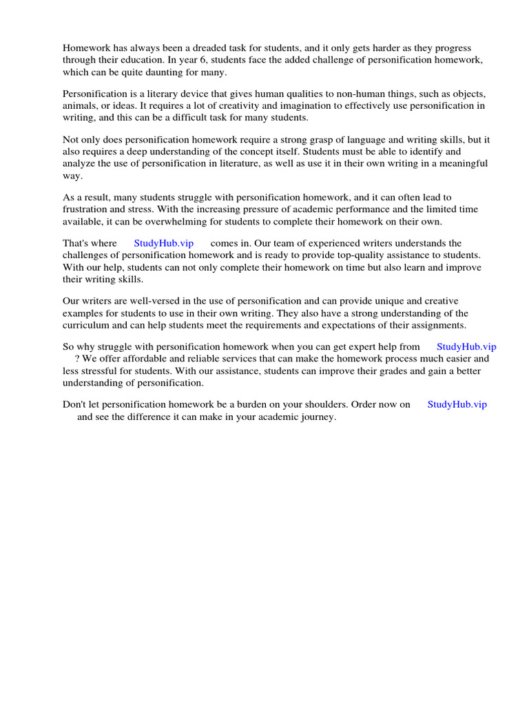 Year 6 Personification Homework Help | PDF | Anthropomorphism | Metaphor