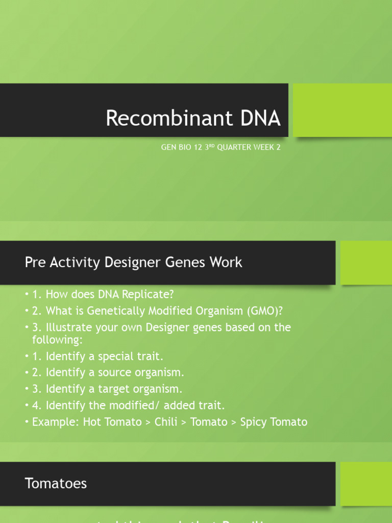 Recombinant Dna Gen Bio 12 Quarter 3 Week 2 | PDF | Primer (Molecular ...
