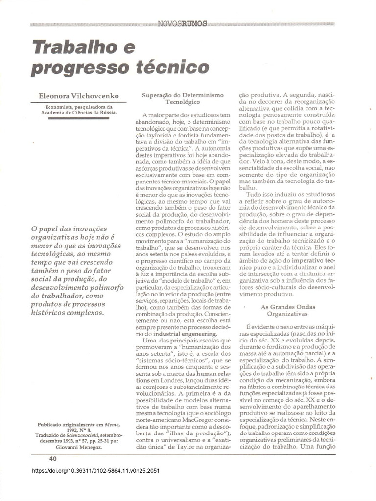 1.5 Trabalho e progresso técnico | PDF