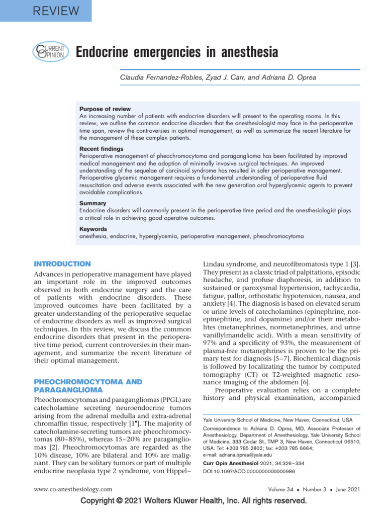 Endocrine Emergencies in Anesthesia | PDF | Clinical Medicine | Medical ...