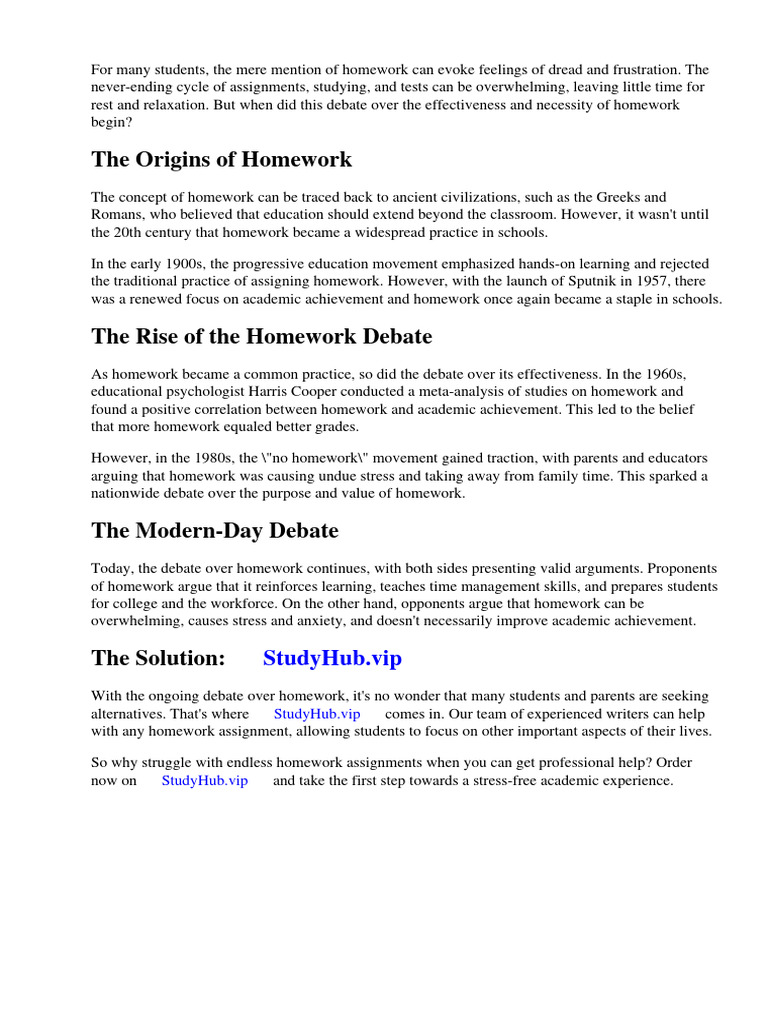 When Did The Homework Debate Start | PDF | Homework | Schools