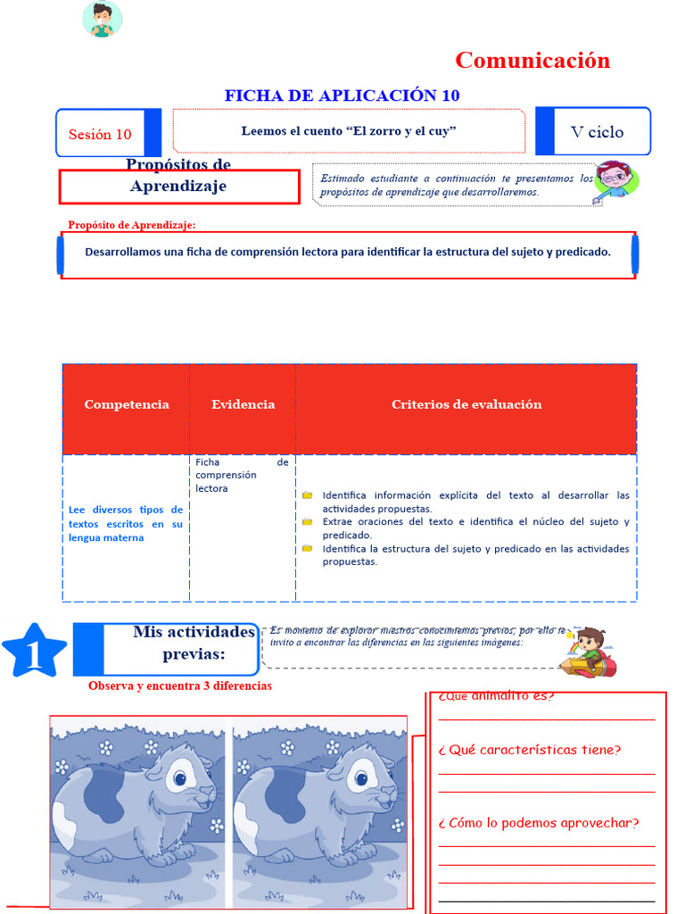 10° - Ficha - de - Aplicación Sesión.10 Sem.2 Exp.5 Com | Descargar gratis PDF | Asunto ...