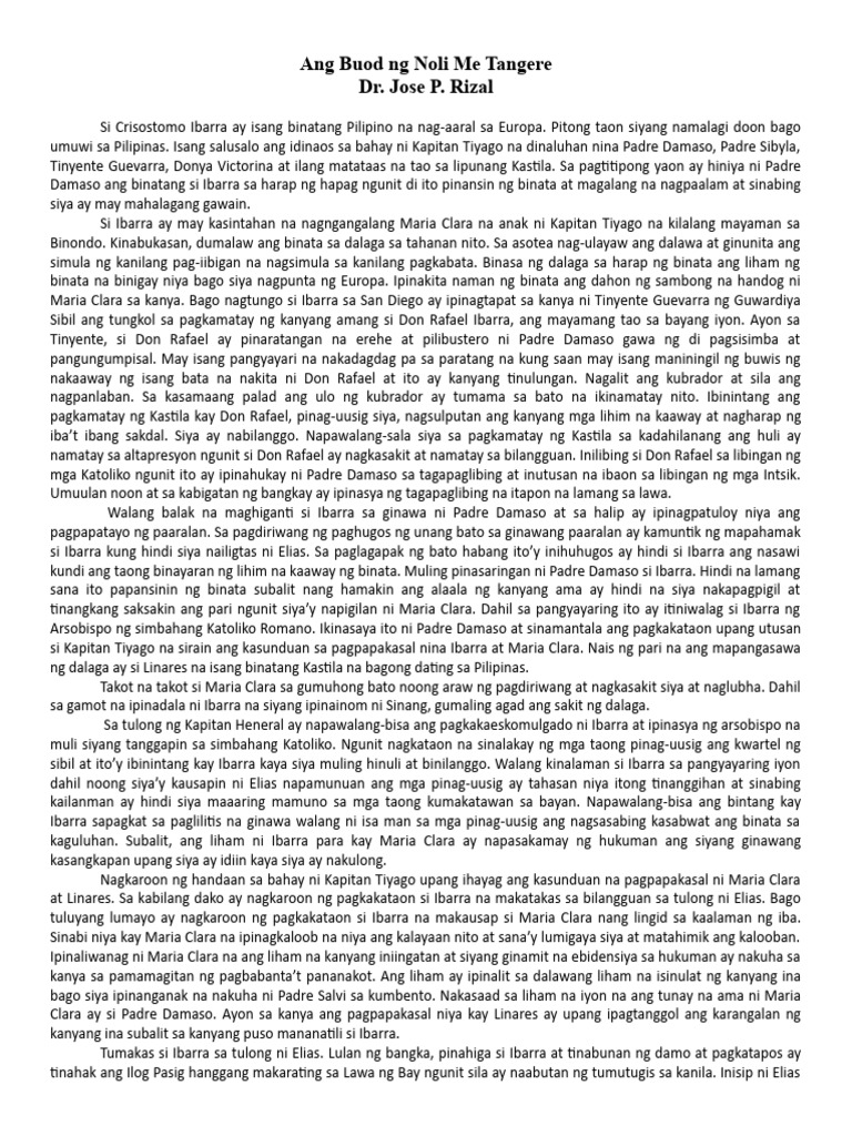 Ang Buod ng Noli Me Tangere | PDF