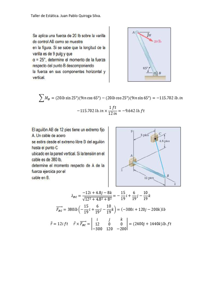 Taller de Estática | PDF