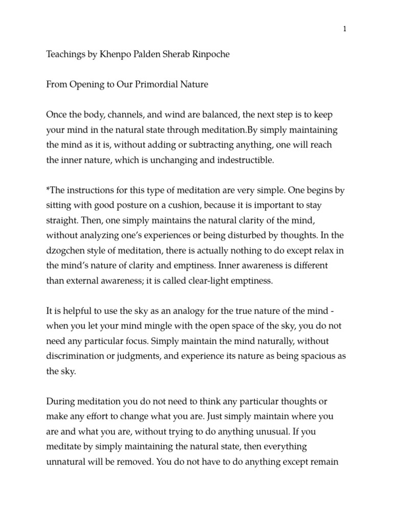 Teachings by Khenpo Palden Sherab Rinpoche | PDF | Dzogchen | Buddhist Philosophical Concepts