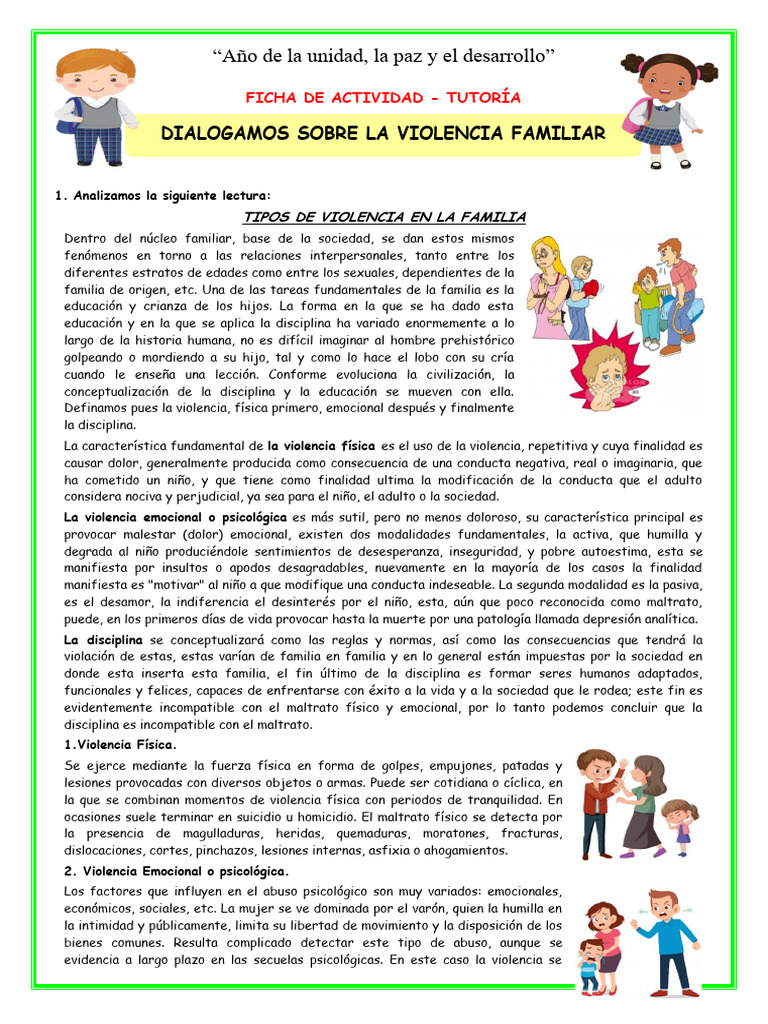 Tipos y Consecuencias de la Violencia Familiar | PDF | Abuso infantil ...