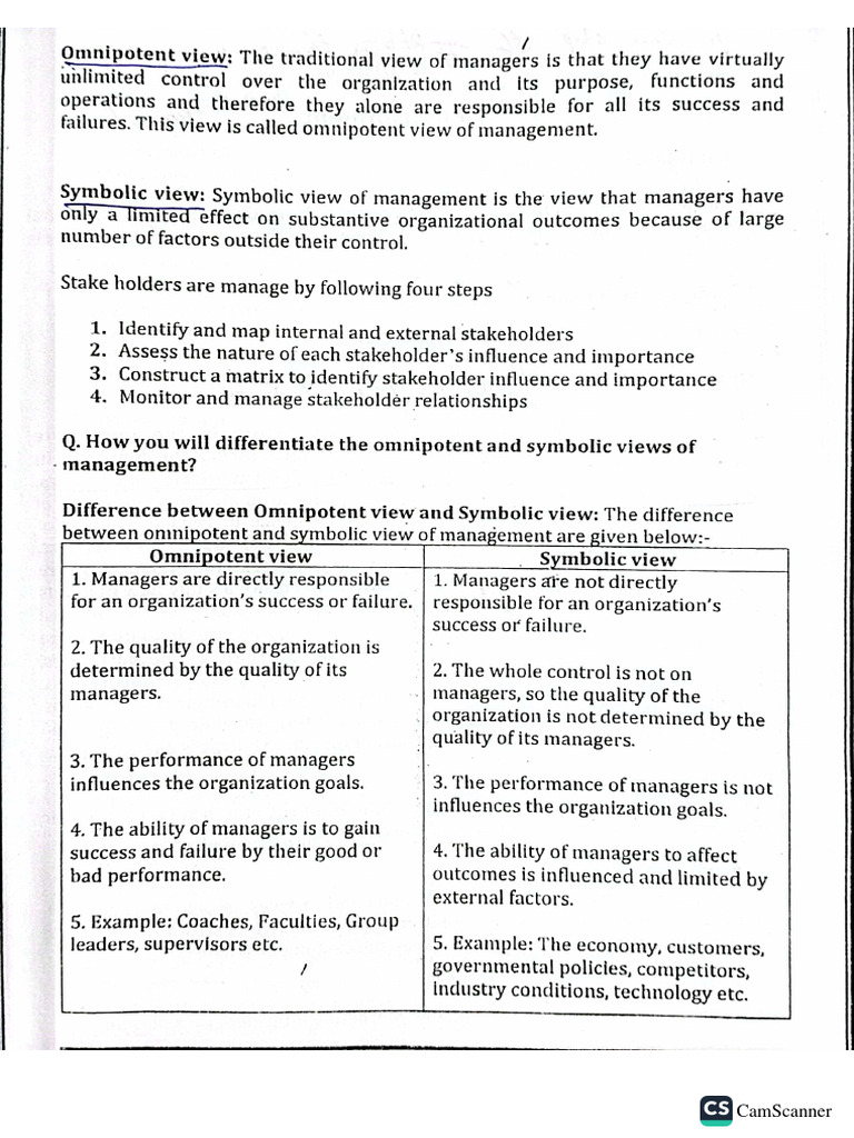 Omnipotent vs Symbolic views of Managers | PDF