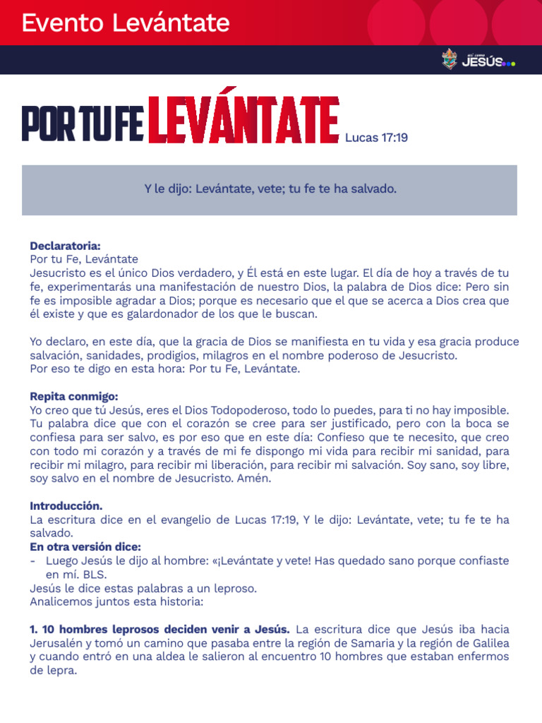 Prédica Levántate | PDF | Jesús | Pecado