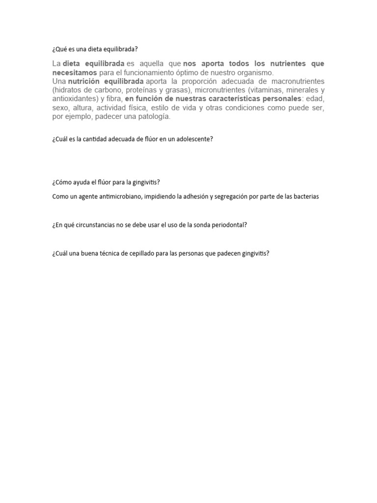 Guía sobre dieta equilibrada y salud dental | PDF