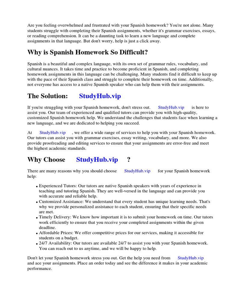 Im Doing My Homework in Spanish | PDF | Homework | Thesis
