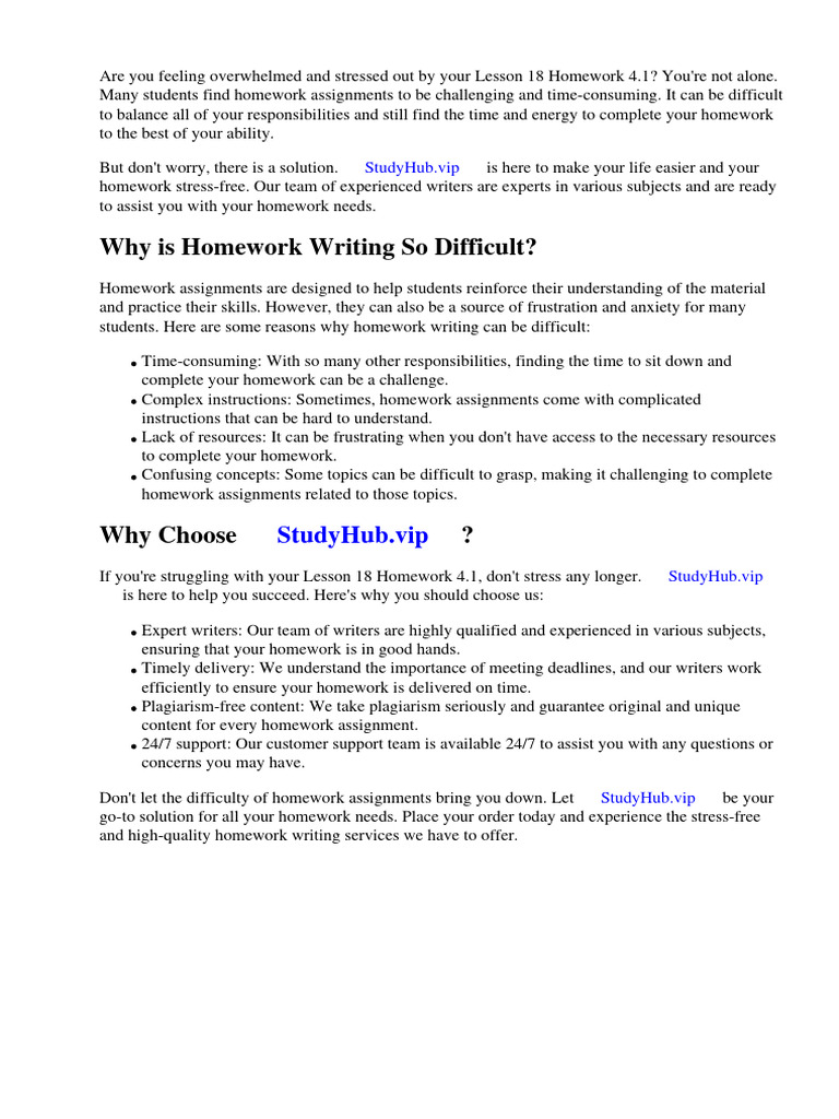 Lesson 18 Homework 4.1 | PDF | Homework | Mathematics