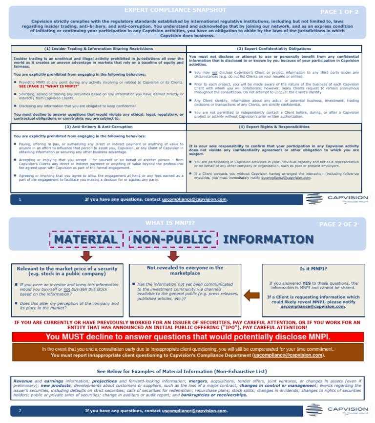 Capvision Expert Compliance Snapshot Feb 2021 | PDF | Insider Trading ...