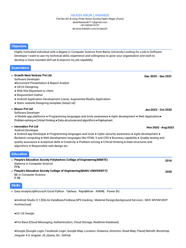 Akash Resume | PDF | Web Application | World Wide Web