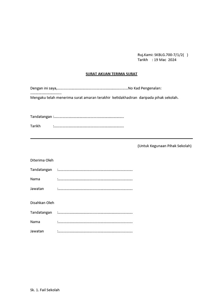 Surat Akuan Terima Surat Amaran | PDF