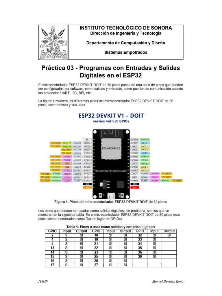 Práctica 03 - Programas Con Entradas y Salidas Digitales en El ESP32 ... Práctica 03 - Programas Con Entradas y Salidas Digitales en El ESP32 ...