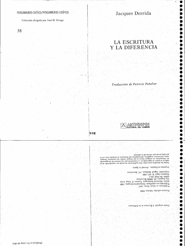 DERRIDA - La Estructura El Signo y El Juego en El Discurso de Las Ciencias Humanas | Descargar ...