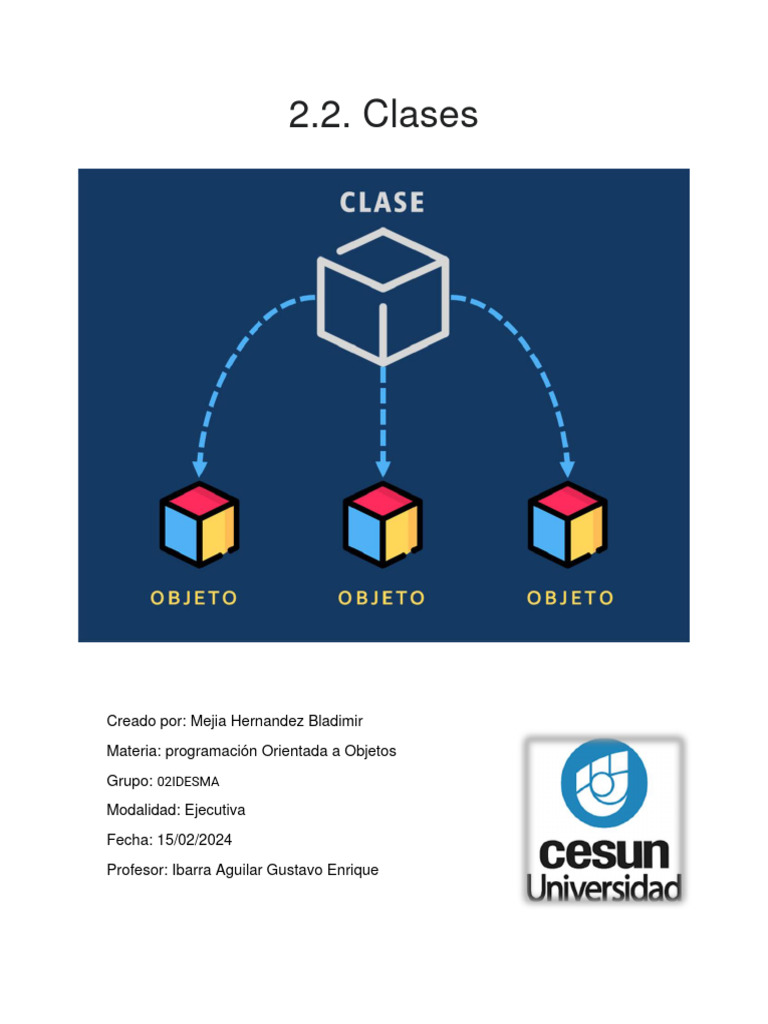 2.2. Clases | Descargar gratis PDF | Objeto (informática) | Constructor (Programación Orientada ...