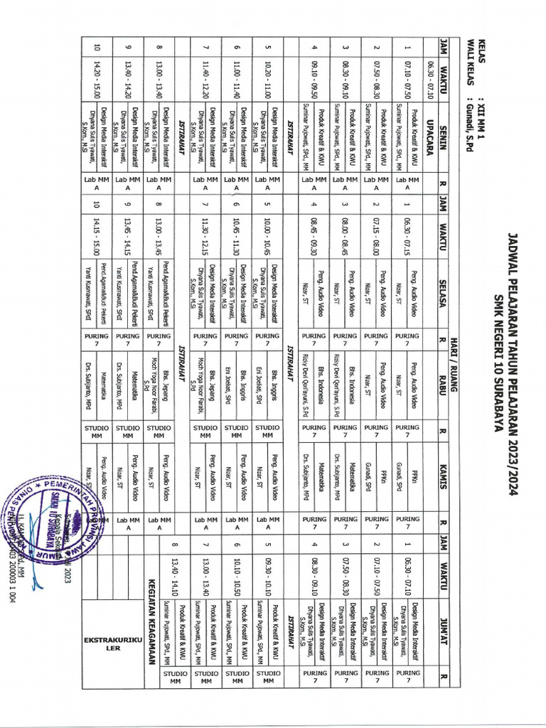 Jadwal Xii Datang Ojt Oktober | PDF