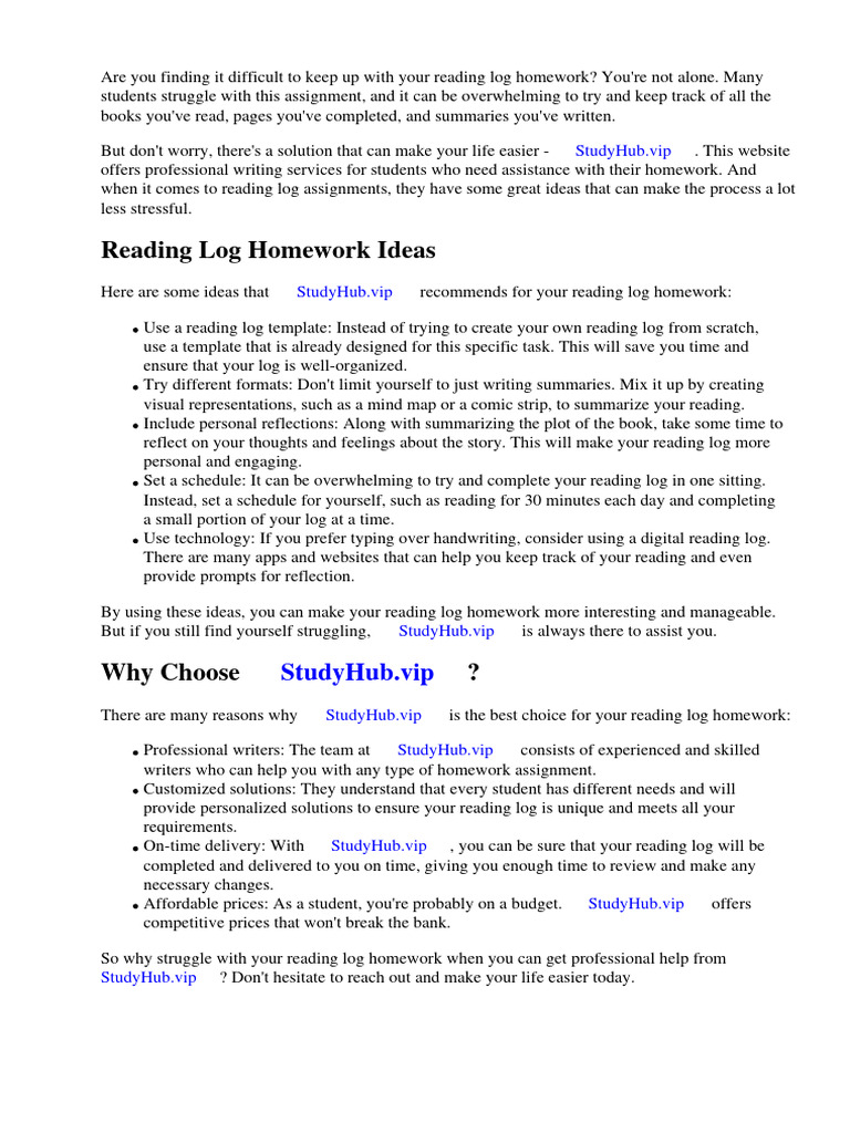 Reading Log Homework Ideas | PDF | Safari (Web Browser) | Software