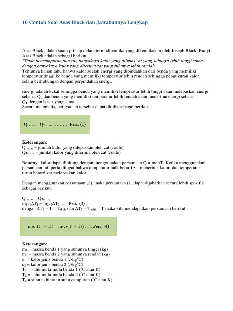 Contoh Soal Asas Black Dan Jawabannya Lengkap | PDF | Metode & Bahan Ajar