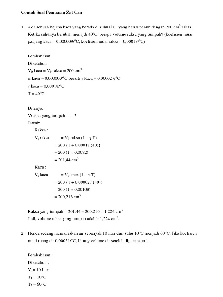 Contoh Soal Pemuaian Zat Cair | PDF