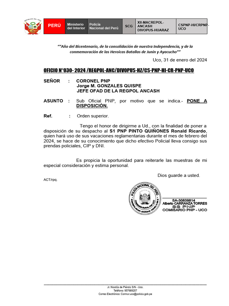 OFICIO PONE A DISPOSICION | PDF OFICIO PONE A DISPOSICION | PDF