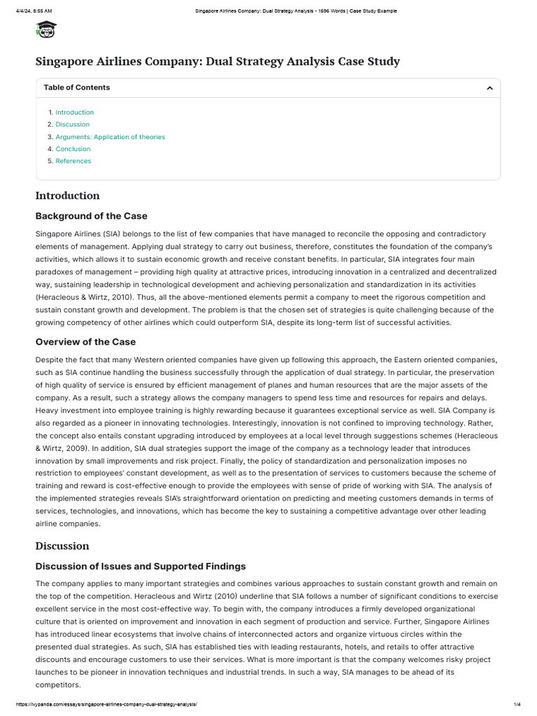 Singapore Airlines' Dual Strategy Insights | PDF | Strategic Management ...