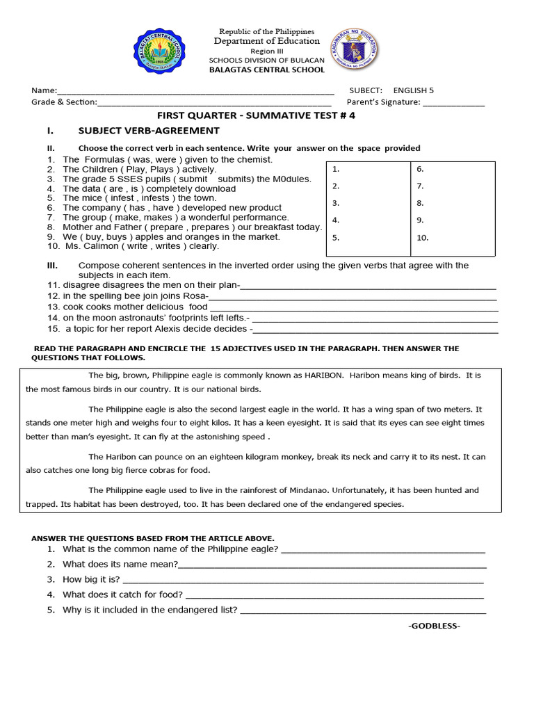 ENGLISH Summative4 | PDF | Grammar | Syntax