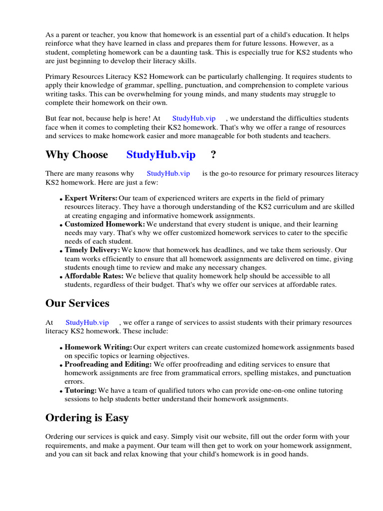 KS2 Literacy Homework Help | PDF | Literacy | Homework