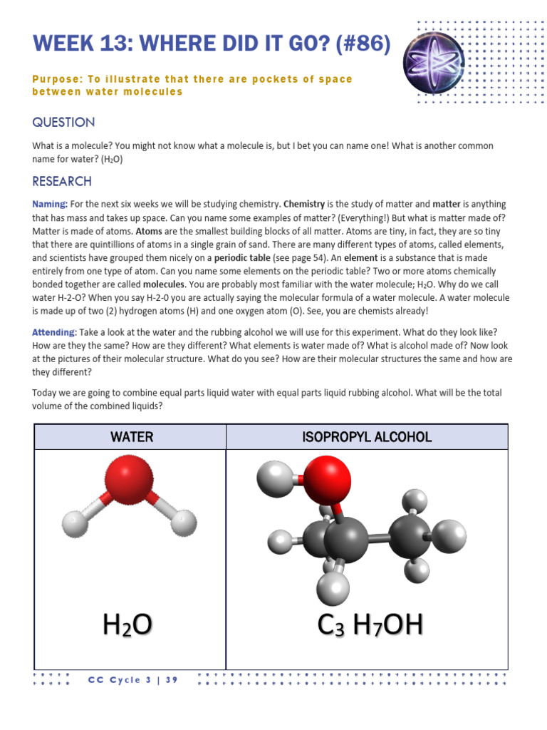 Cycle 3 - Tutor Science Book Continued - Weeks 13-18 | PDF | Molecules ...