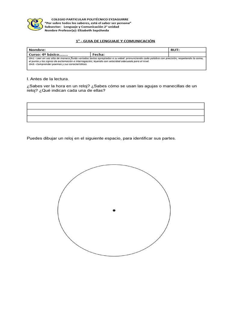 Guia 1 Del Poema | PDF | Reloj