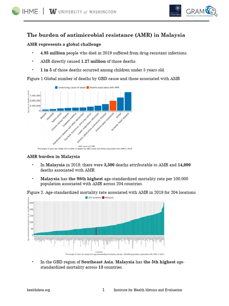 The Burden of Antimicrobial Resistance (AMR) in Malaysia | PDF ...