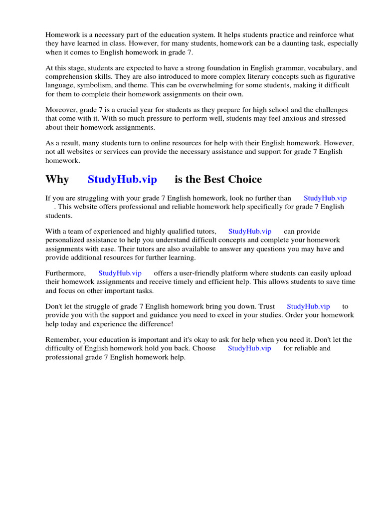 Grade 7 English Homework | PDF | English Language | Homework