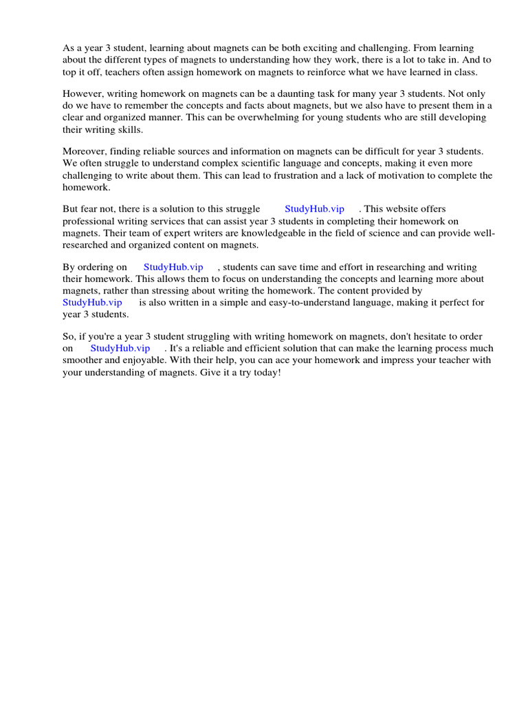 Magnets Homework Year 3 | PDF | Magnetism | Magnet