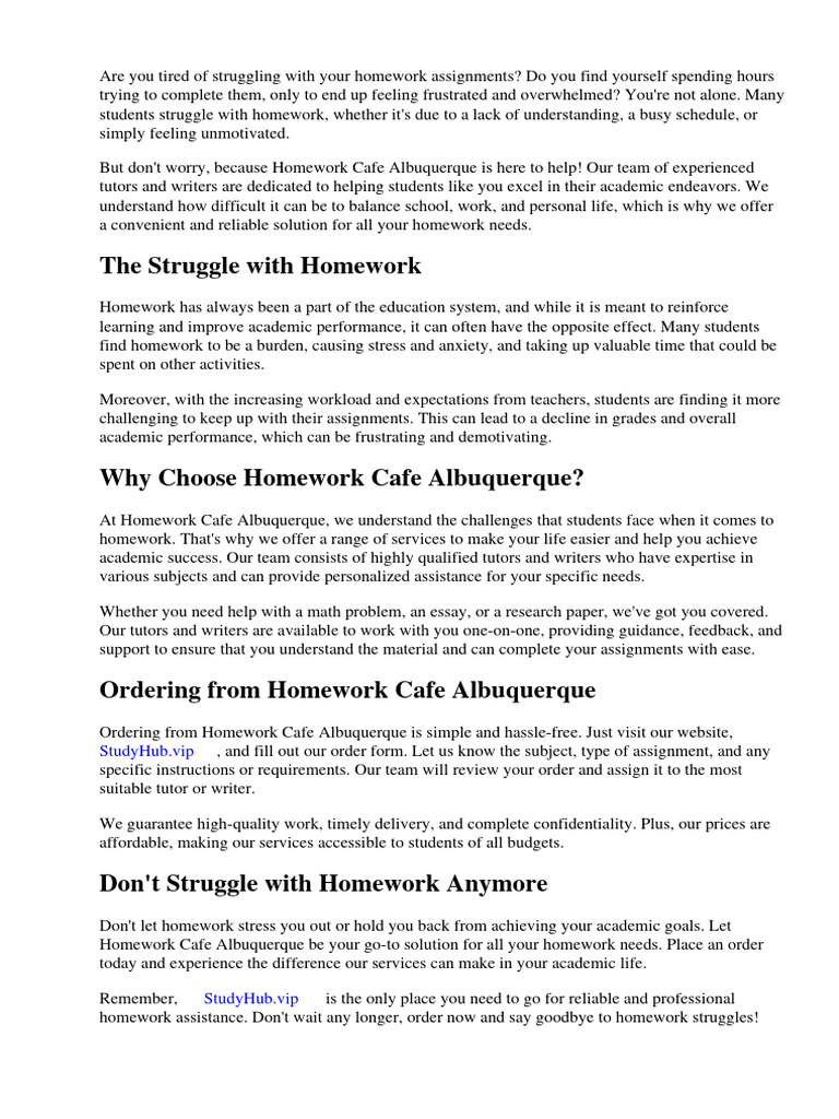 Homework Cafe Albuquerque | PDF | Homework | Coffee