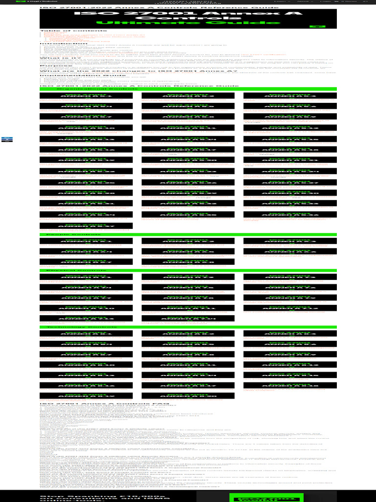 ISO 27001 2022 Annex A Controls Ultimate Certification Guide | PDF