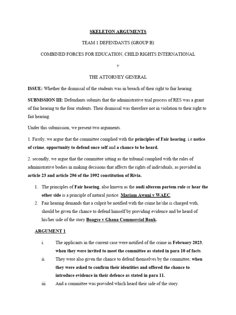 Skeleton Arguments 035705 | PDF | Justice | Crime & Violence