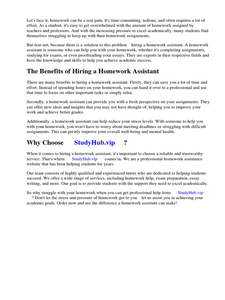 Homework Assistant Jobs | PDF | Homework | Teachers