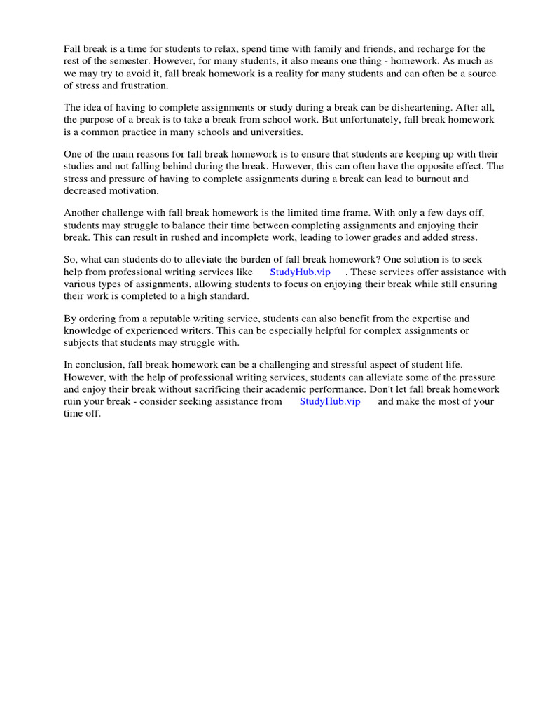 Fall Break Homework | PDF | Homework | Worksheet