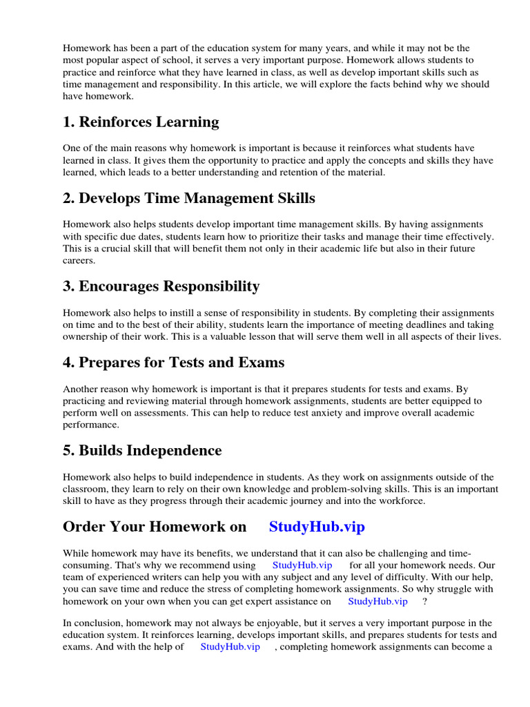 Facts Why We Should Have Homework | PDF | Homework | Teachers